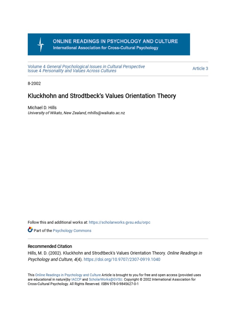Kluckhohn and Strodtbeck | PDF | Social Science | Philosophy
