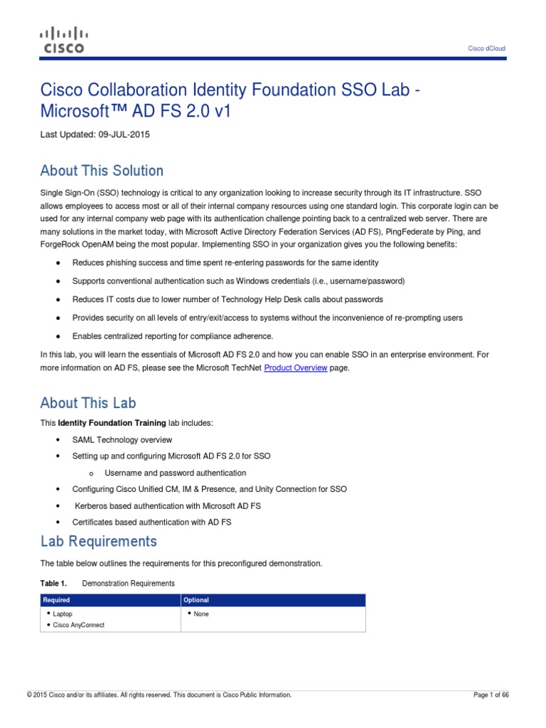 Sso Identity Foundation Adfs 2.0 Lab Guide | PDF | Computer Security ...
