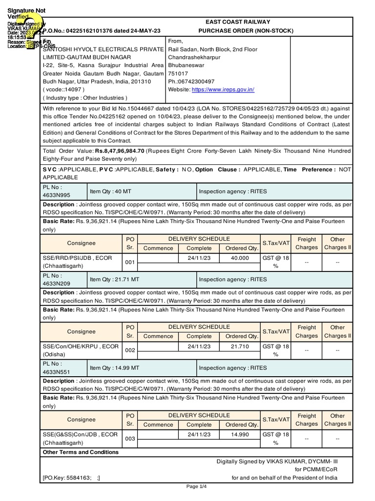 04225162101376-150 SQMM Contact Wire | PDF