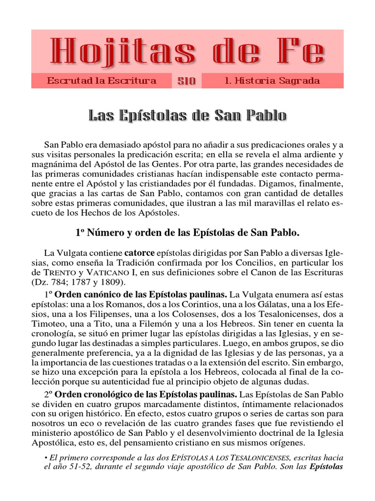 Hojitas de Fe 510 A4 Color | PDF | Pablo el apóstol | Epístola a los ...