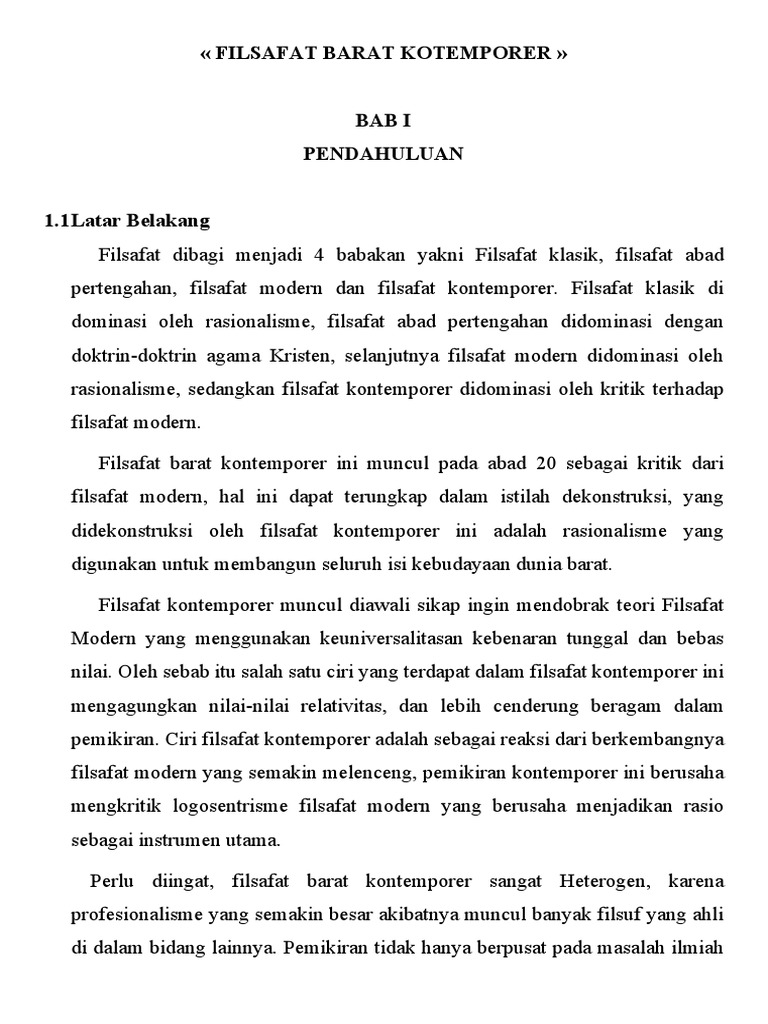 Filsafat Barat Kontemporer | PDF | Ilmu Sosial | Sejarah