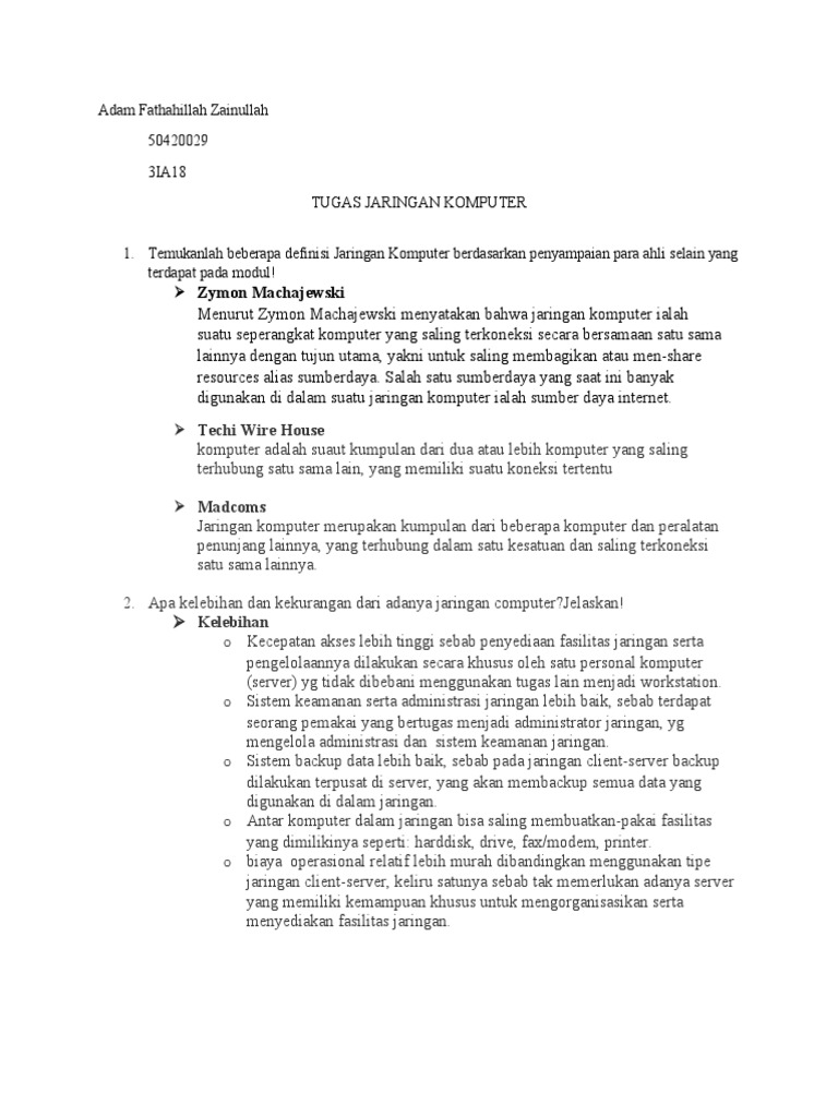 JARKOM - TUGAS M2 - Adam Fathahillah Zainullah - 50420029 | PDF