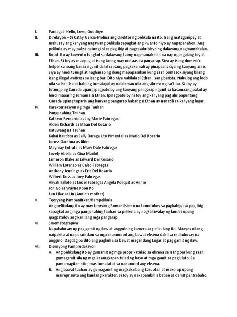 Hello Love Goodbye Movie Analysis | PDF