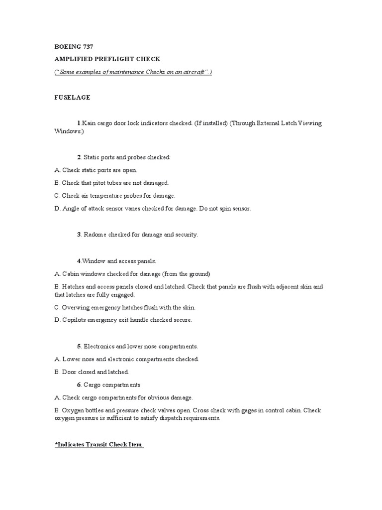 Boeing 737 Preflight Checklist Guide | PDF | Valve | Mechanical Engineering