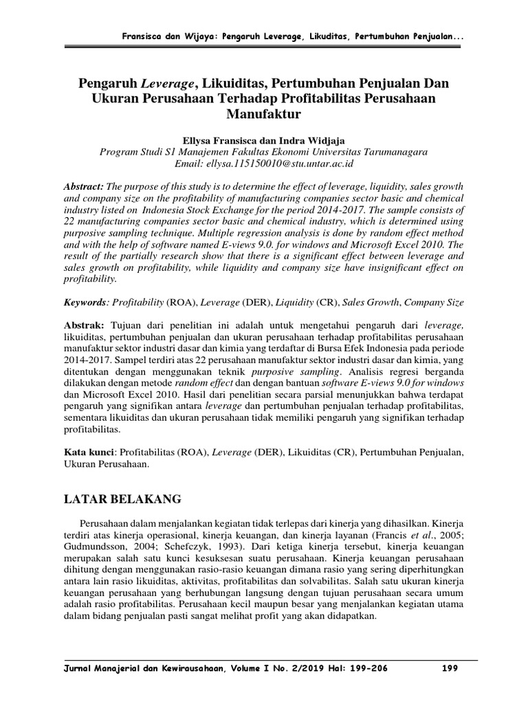 Ellysa Fransisca & Indra Widjaja (2019) | PDF