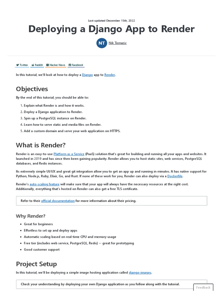 Deploying A Django App To Render - TestDriven - Io | PDF