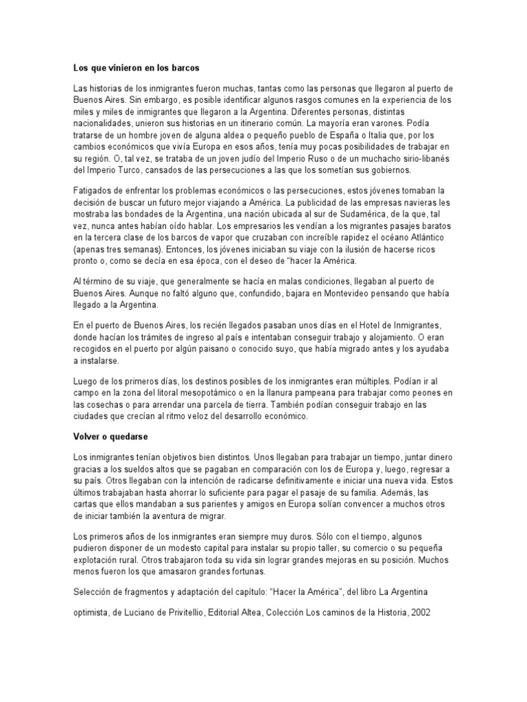 Los que vinieron en los barcos | PDF