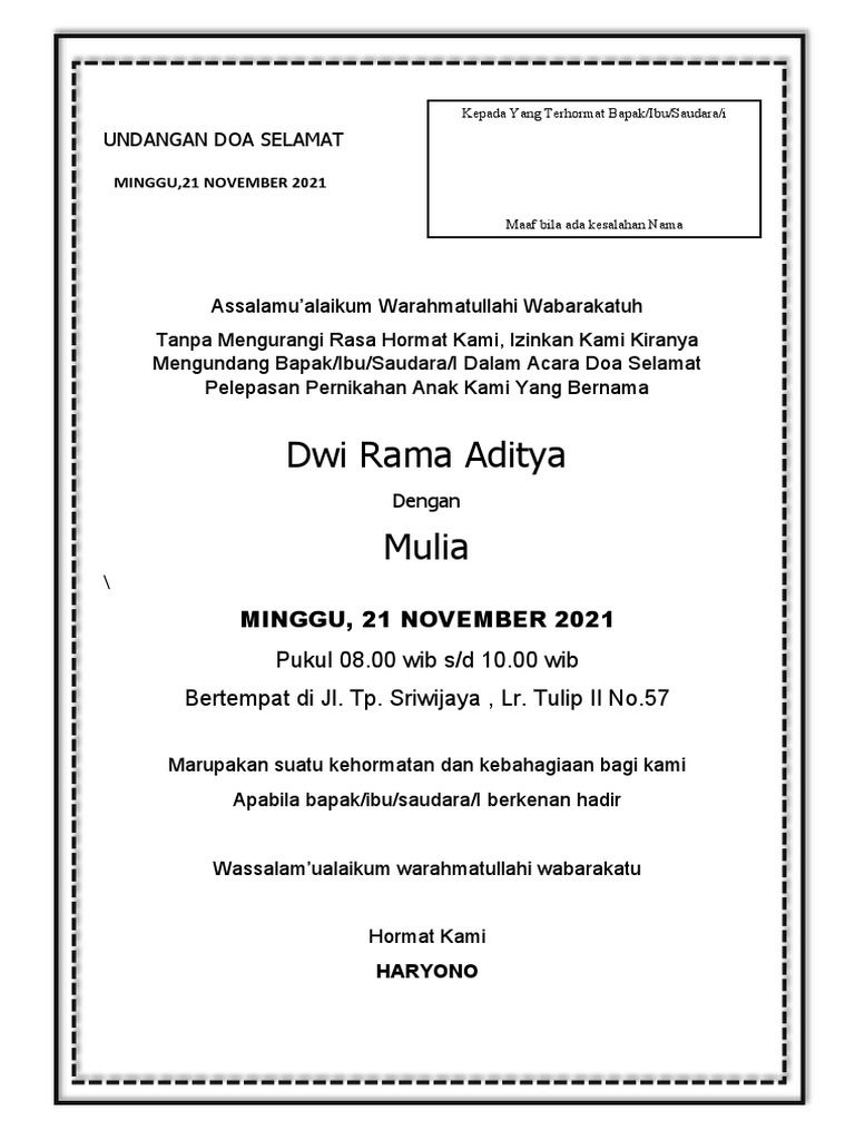 Undangan Mas Adit | PDF