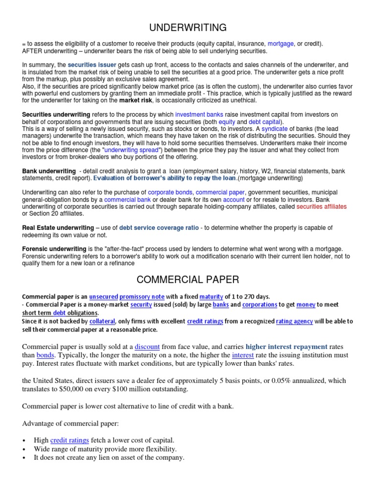 Underwriting | PDF | Underwriting | Commercial Paper