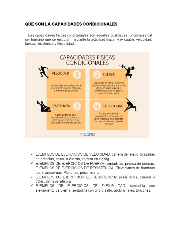 QUE SON LA CAPACIDADES CONDICIONALES | PDF | Gimnasia | Flexibilidad ...