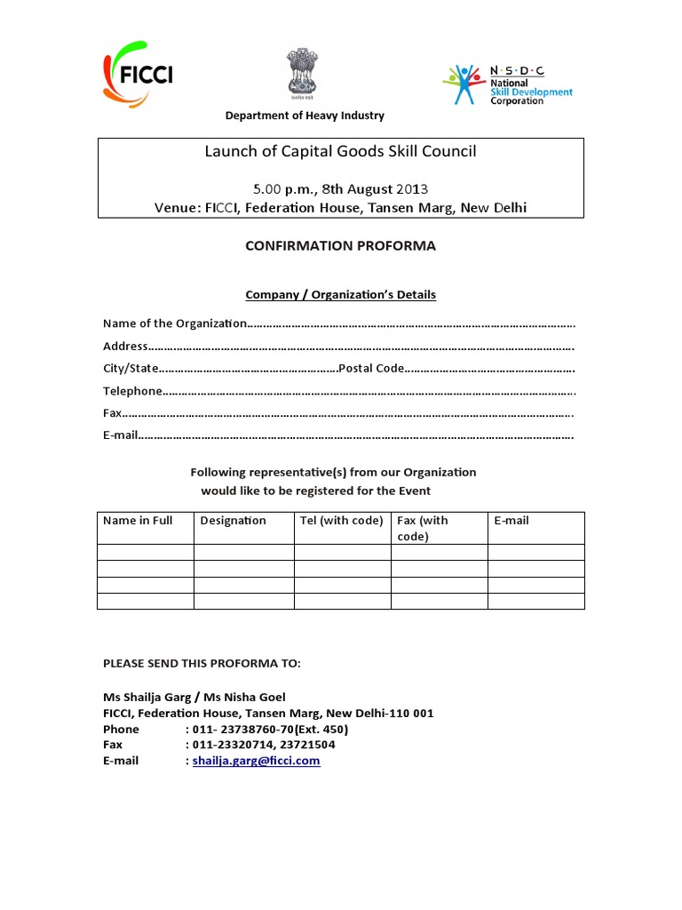 Confirmation Proforma | PDF
