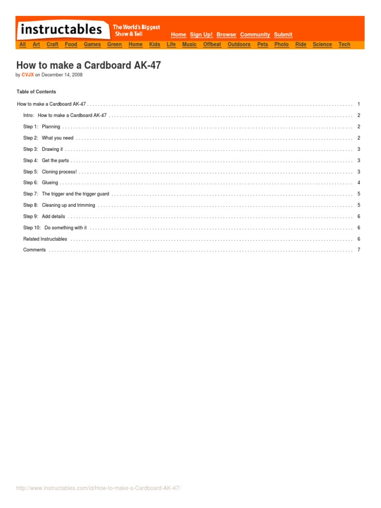 How To Make A Cardboard AK 47 | PDF | Shotgun | Ammunition