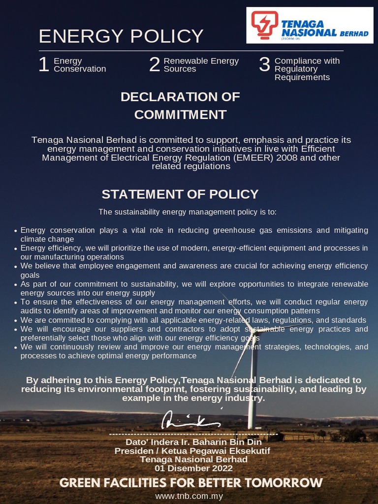 Energy Policy TNB New 1 | PDF | Efficient Energy Use | Energy Management