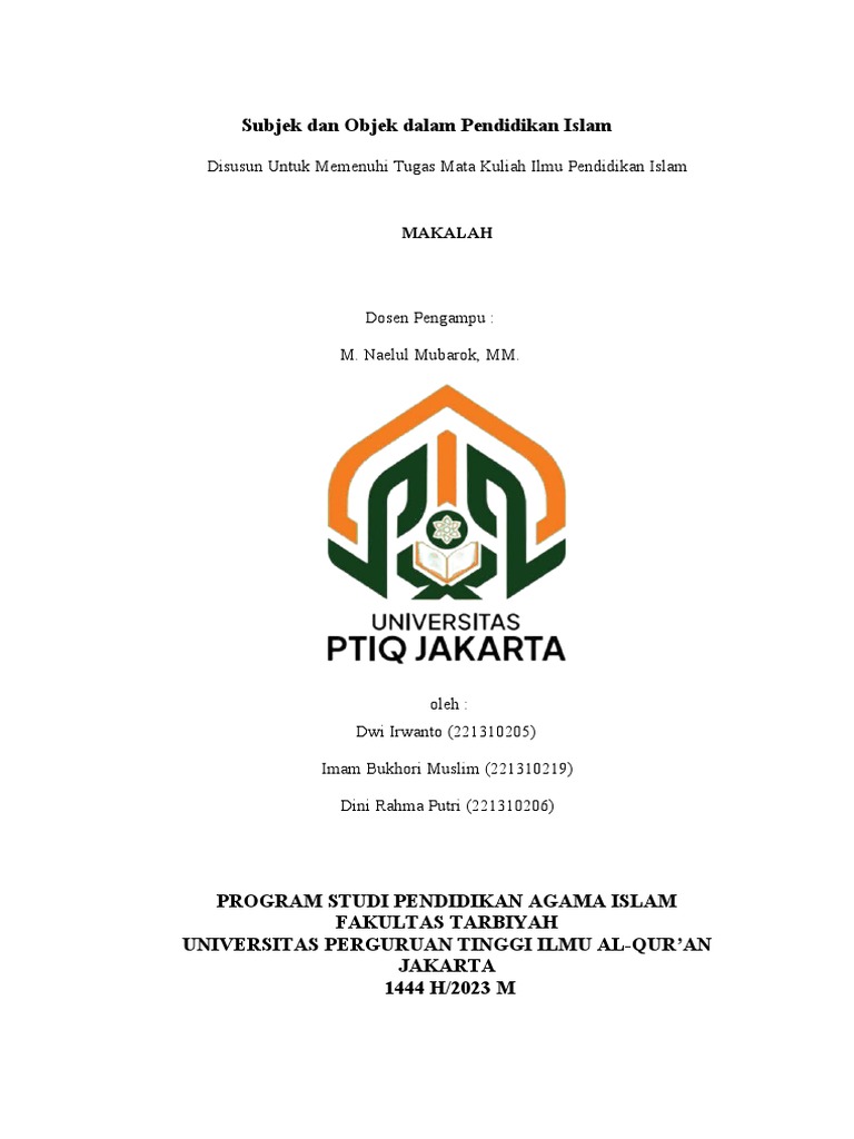 Subjek & Objek Pendidikan Islam | PDF