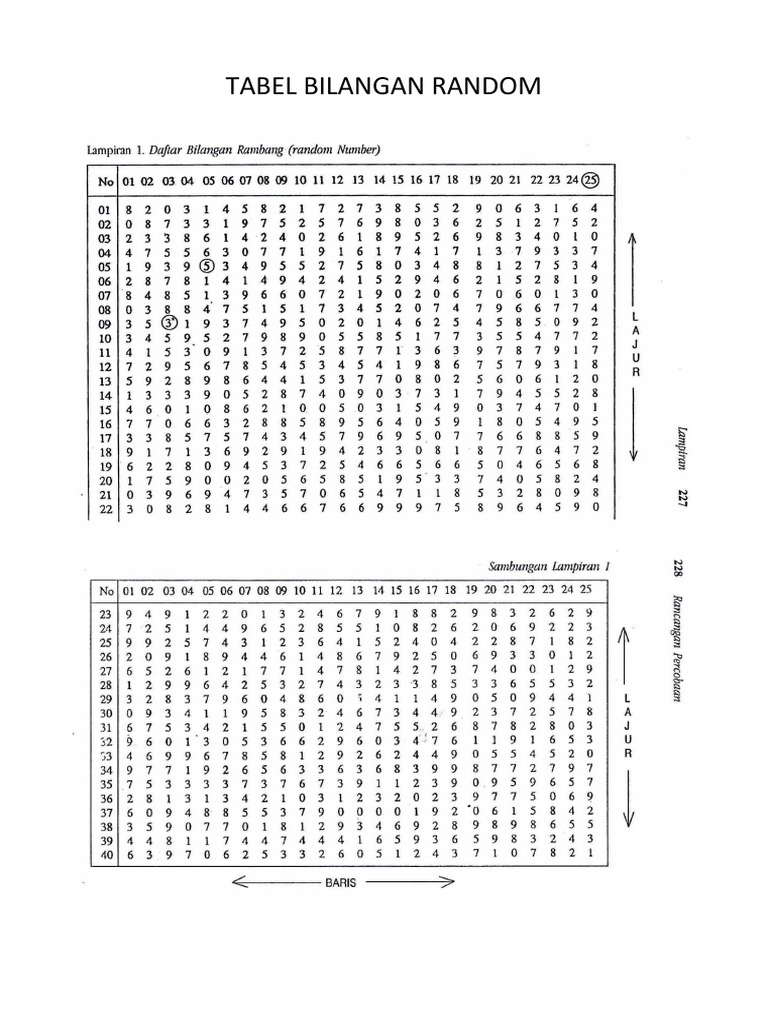 01. Tabel Bilangan Random | PDF