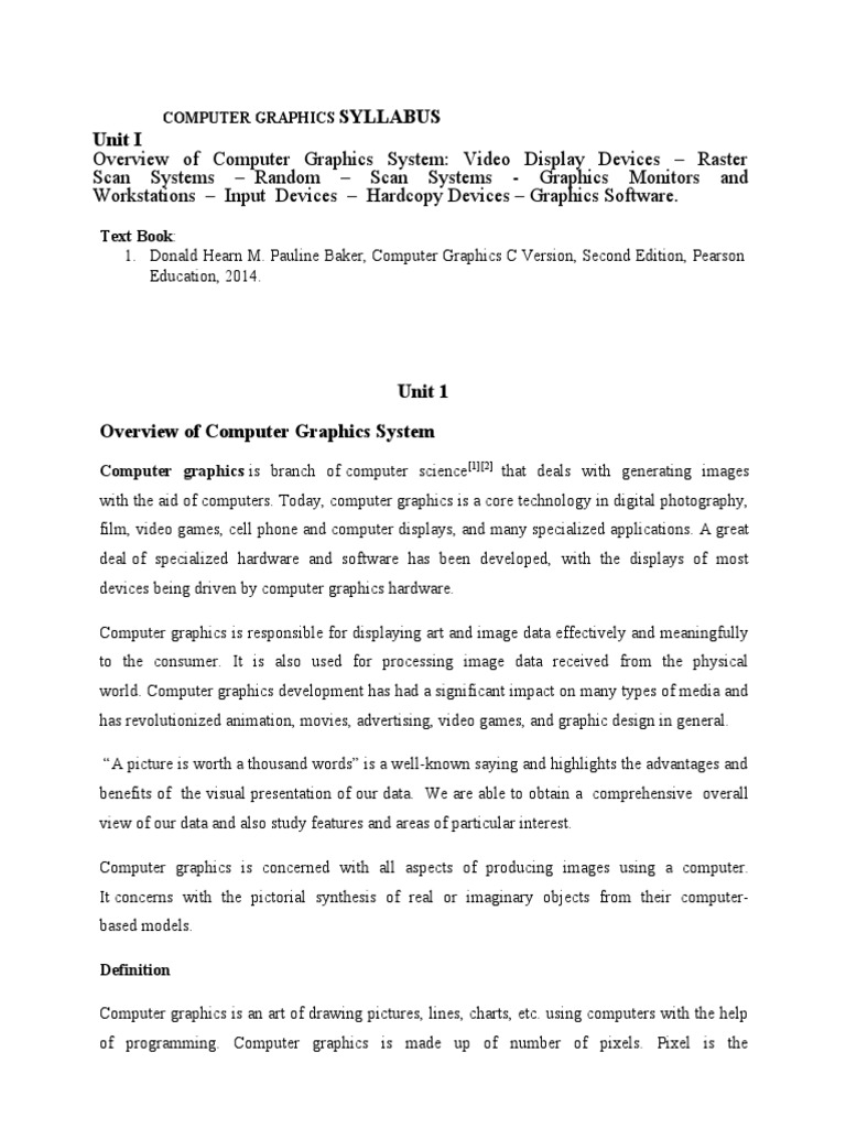 Graphics UNIT 1 Notes | PDF | Printer (Computing) | Computer Monitor