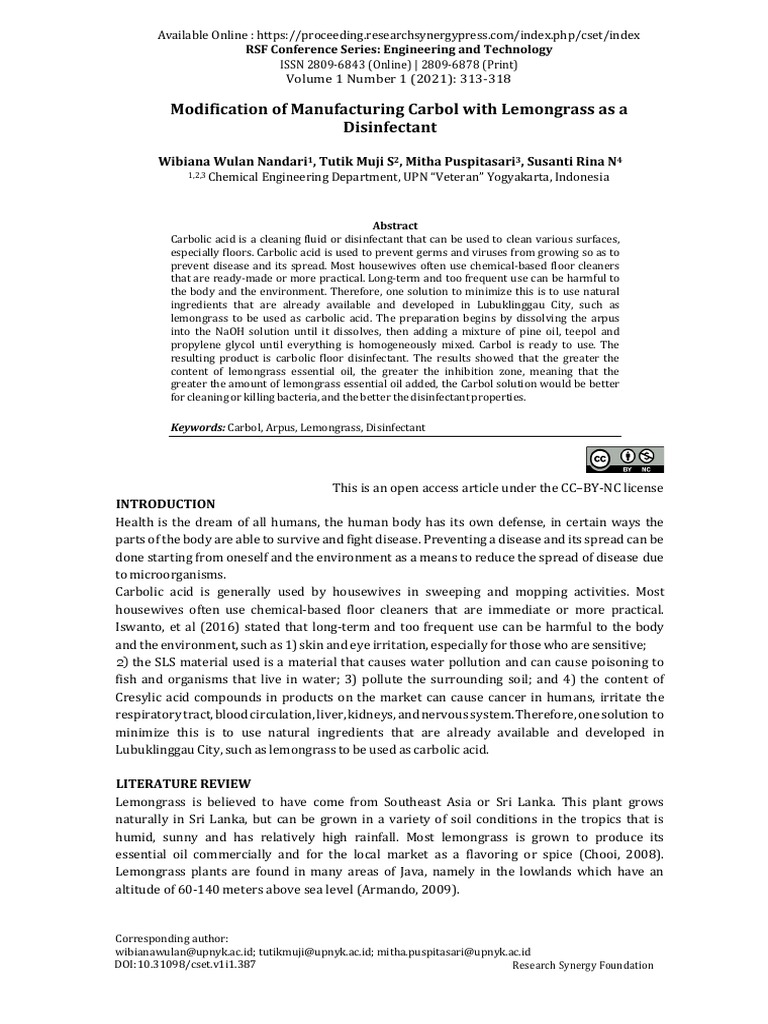 387-Article Text-1457-1-10-20220217 | PDF | Glycerol | Disinfectant