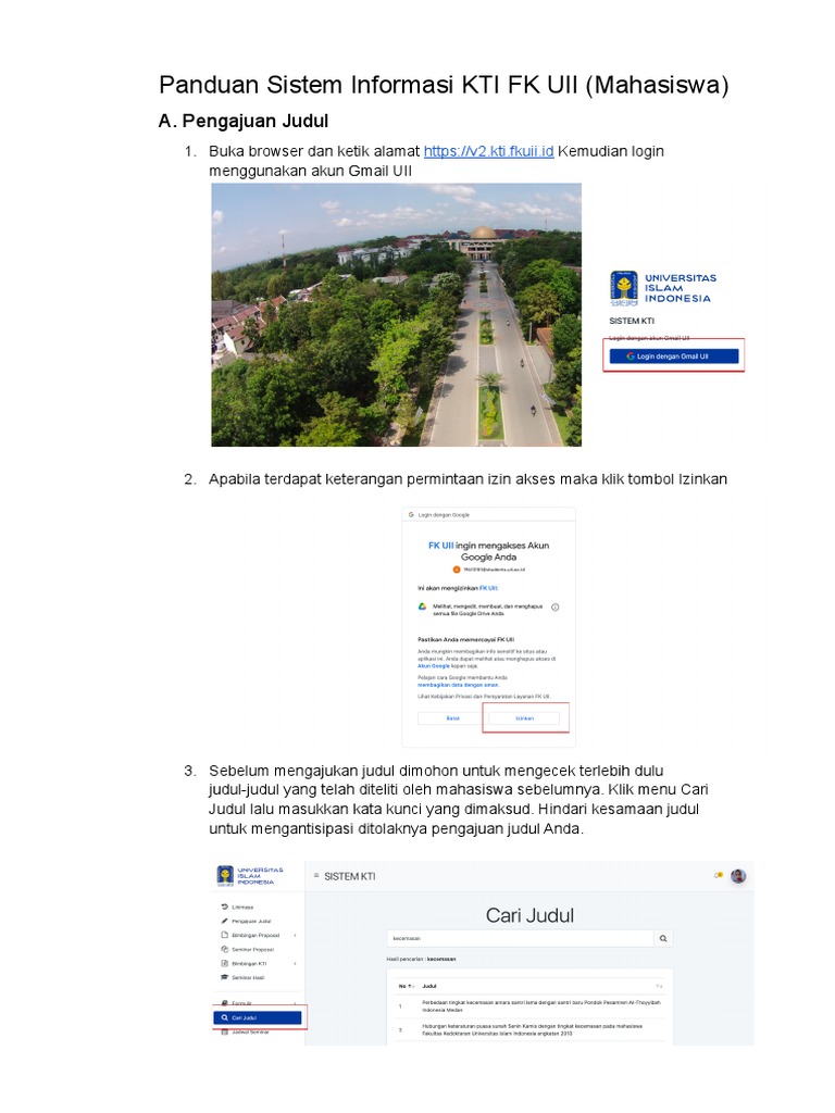Panduan Penggunaan Sistem KTI Untuk Mahasiswa | PDF