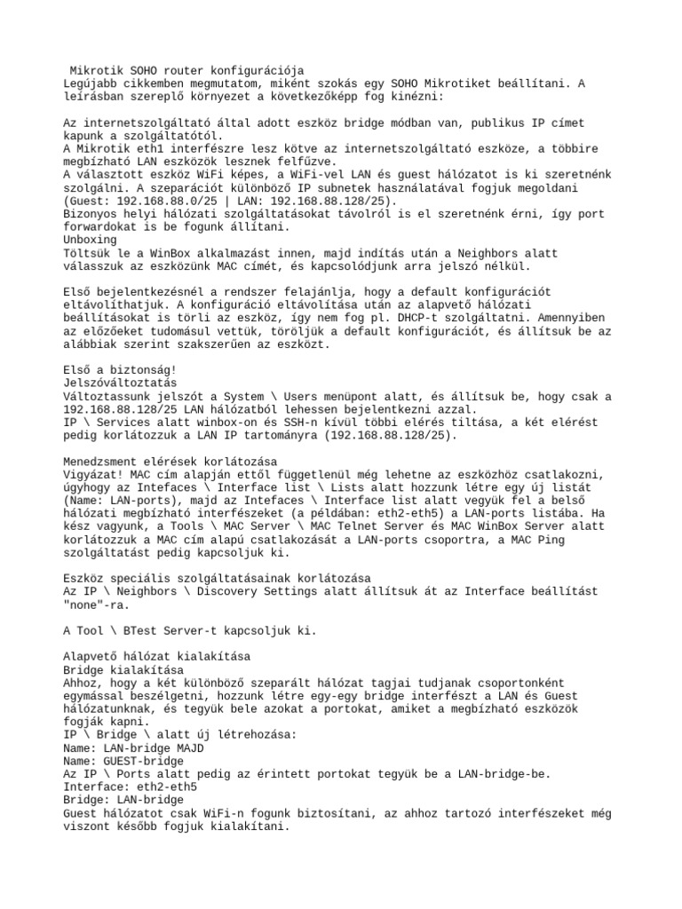 Mikrotik Parancsok | PDF