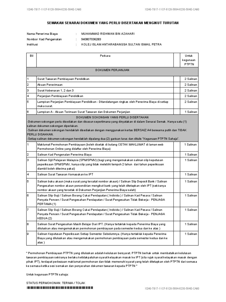 Semakan Senarai Dokumen Yang Perlu Disertakan Mengikut Turutan | PDF