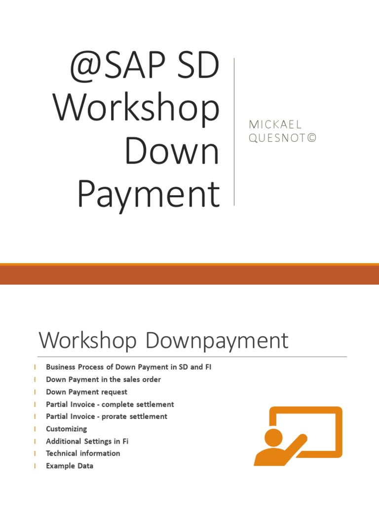 @sap SD Workshop Down Payment: Mickae L Que Snot© | PDF | Invoice ...
