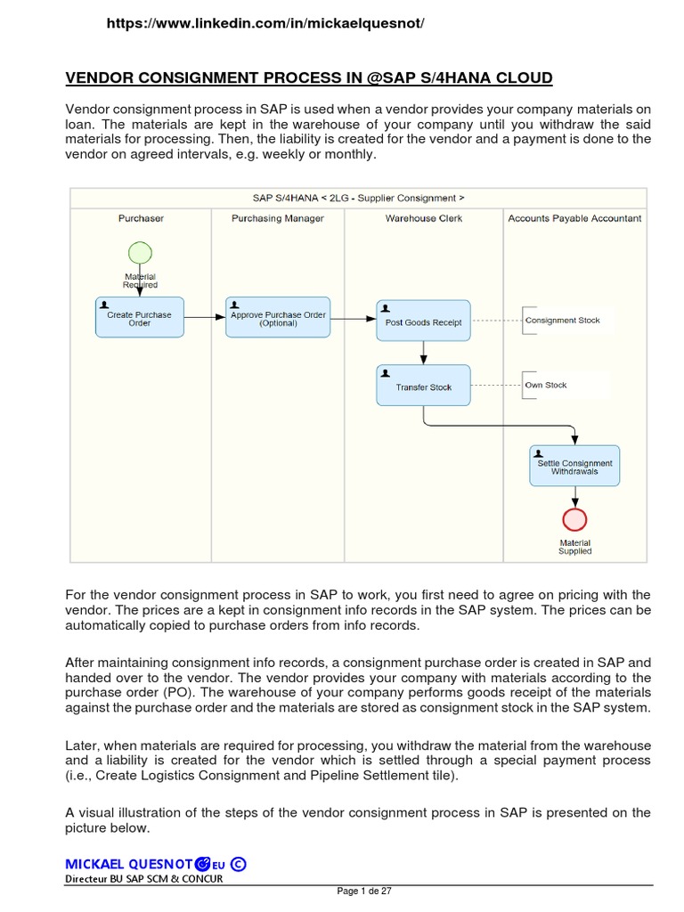 Vendor Consignment Process in @sap S/4Hana Cloud: Mickael Quesnot ...