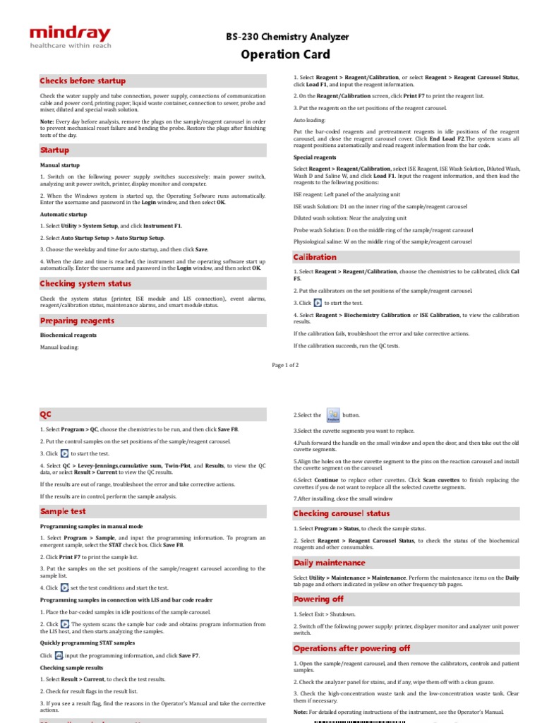 BS-230 - Operation Card - V1.0 - EN | PDF | Barcode | Booting