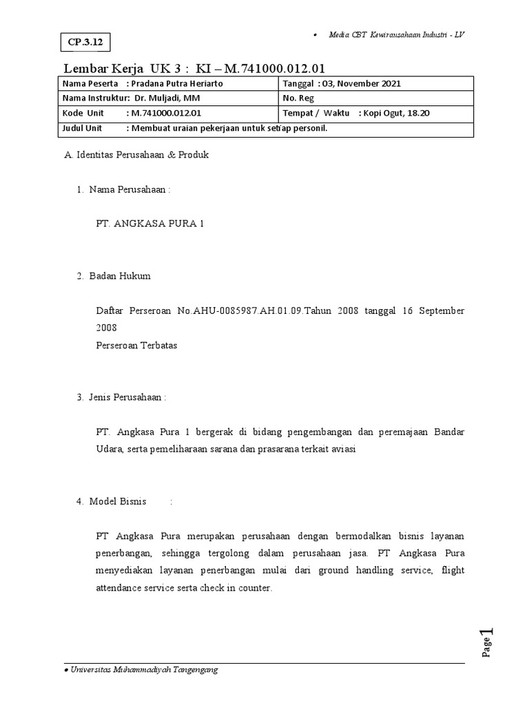 LK3 - Pradana Putra Heriarto - 1870201182 | PDF