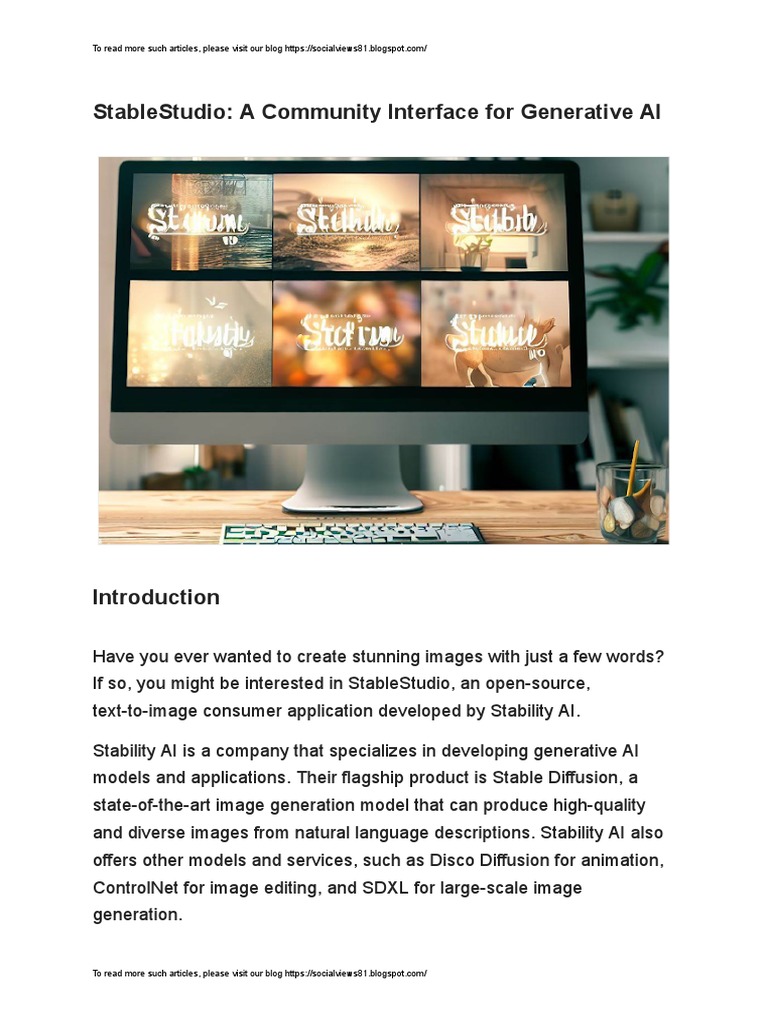 StableStudio: A Community Interface for Generative AI | PDF | Online ...