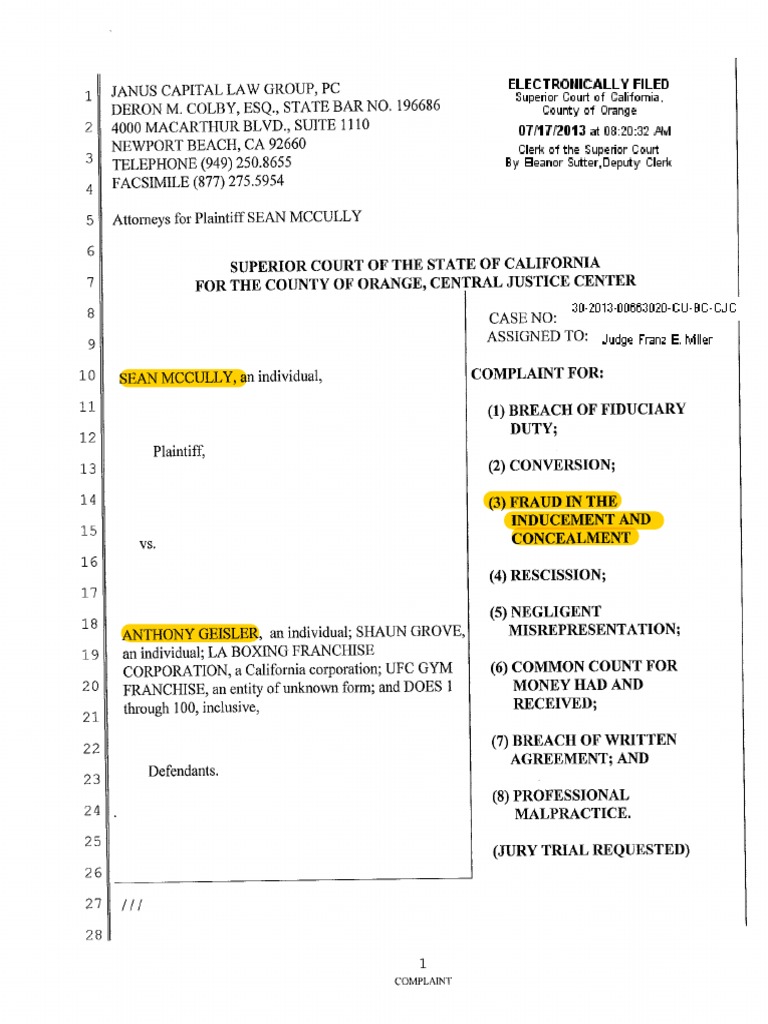 Sean Mccully Vs Anthony Geisler - Fraud Allegations - OCC Court Case No ...