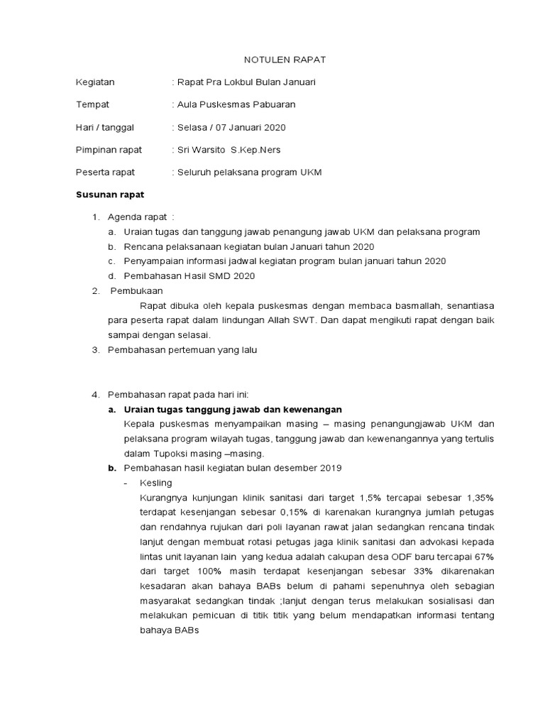 Notulen Pra Lokbul 2020 Fix | PDF