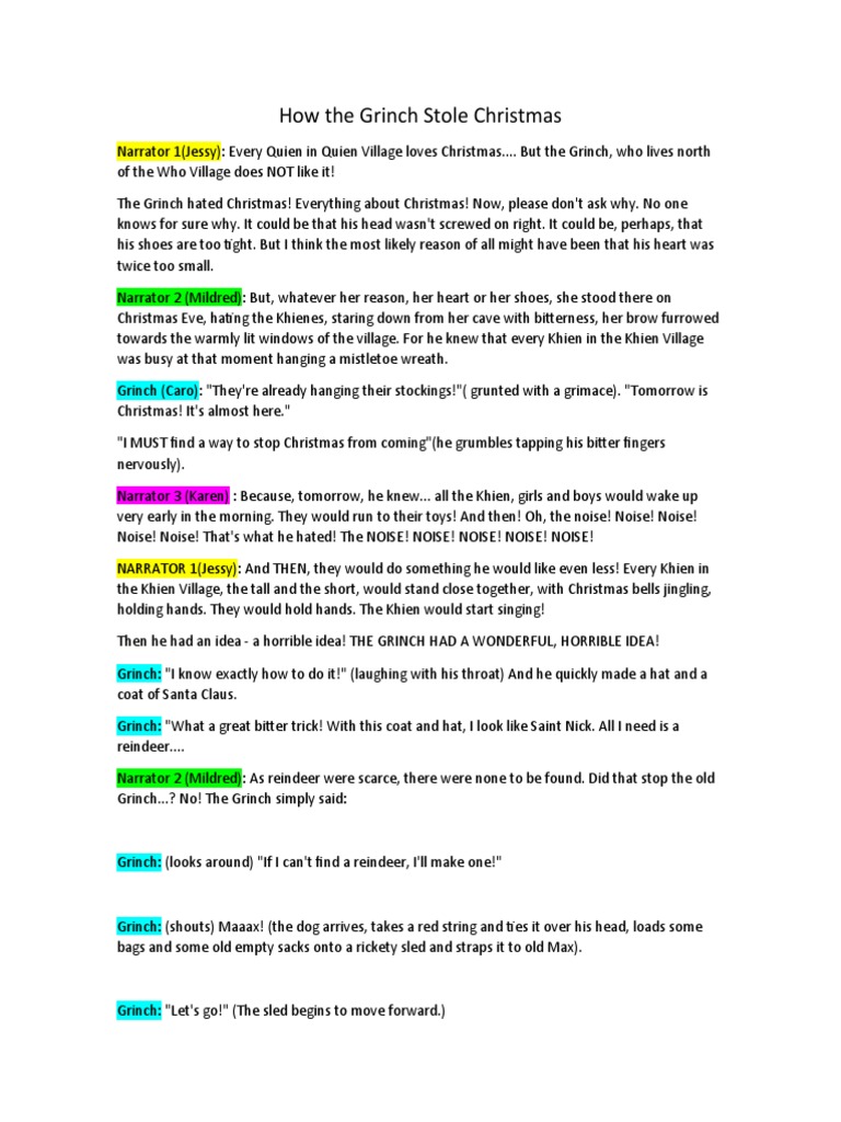 The Grinch's Christmas Transformation | PDF | Mystery, Thriller & Crime ...