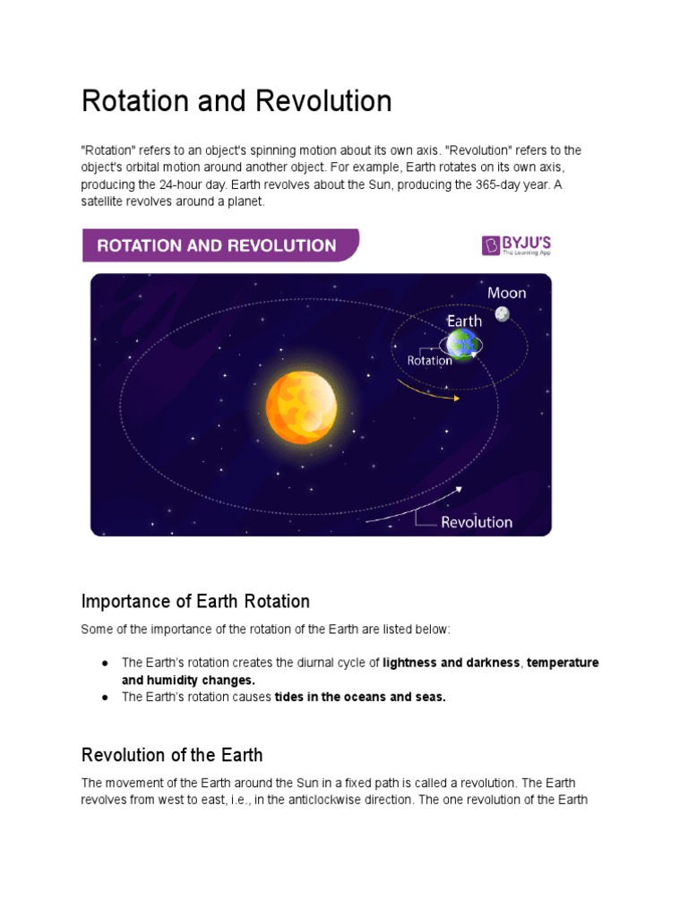 Rotation and Revolution | PDF