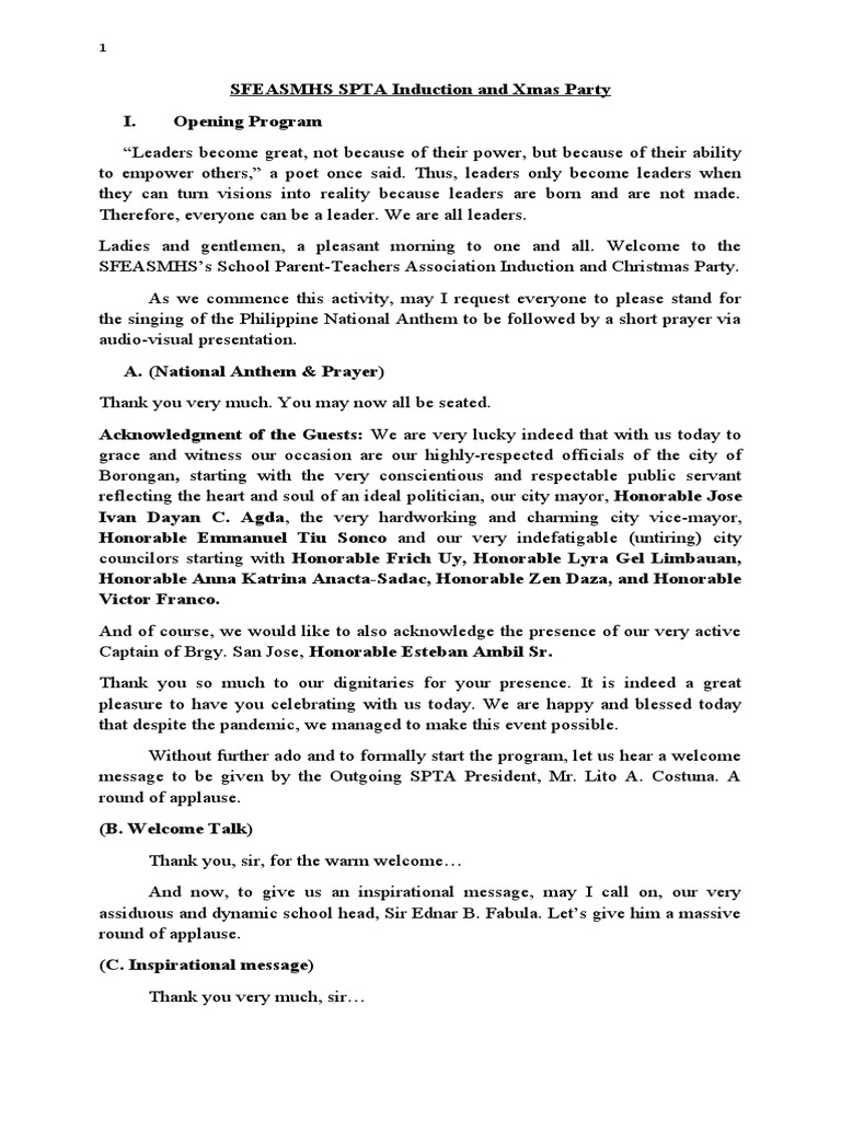 Induction Program Script | PDF