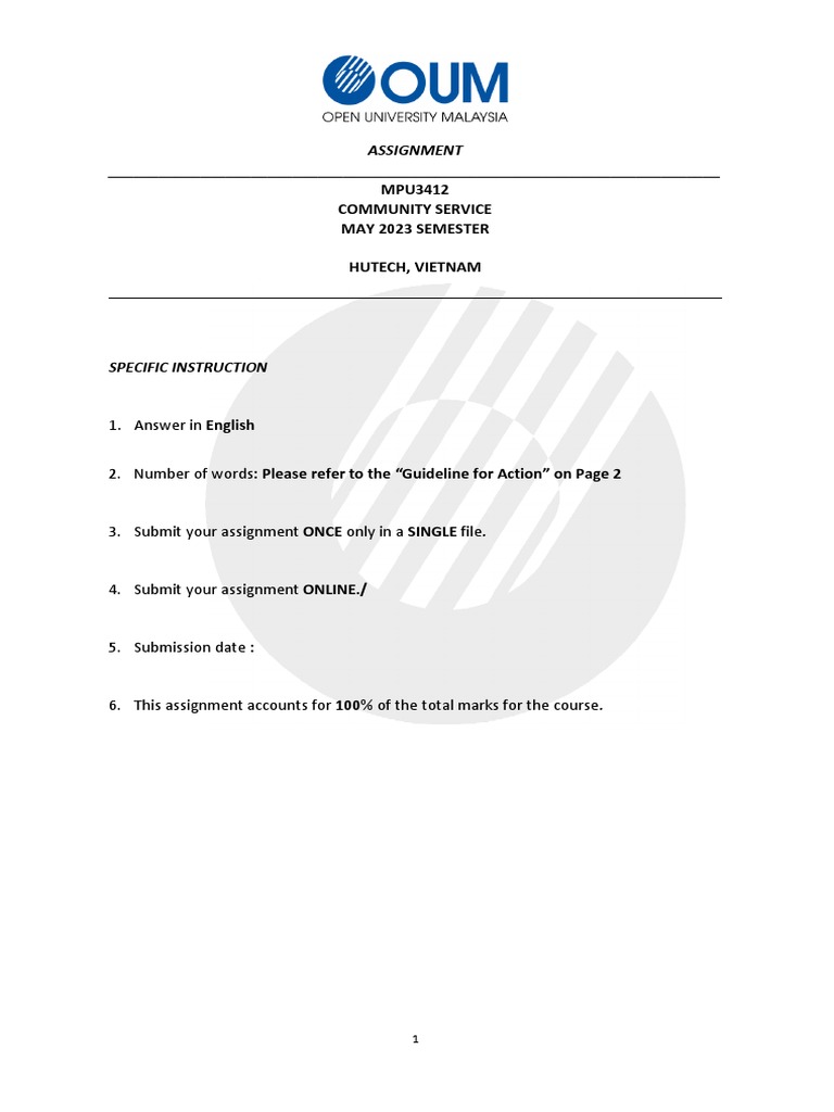 MPU3412 Community Service Assignment | PDF | Citation | Apa Style