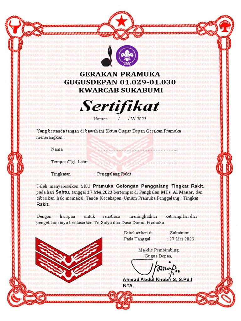 Piagam SKU Penggalang Rakit | PDF