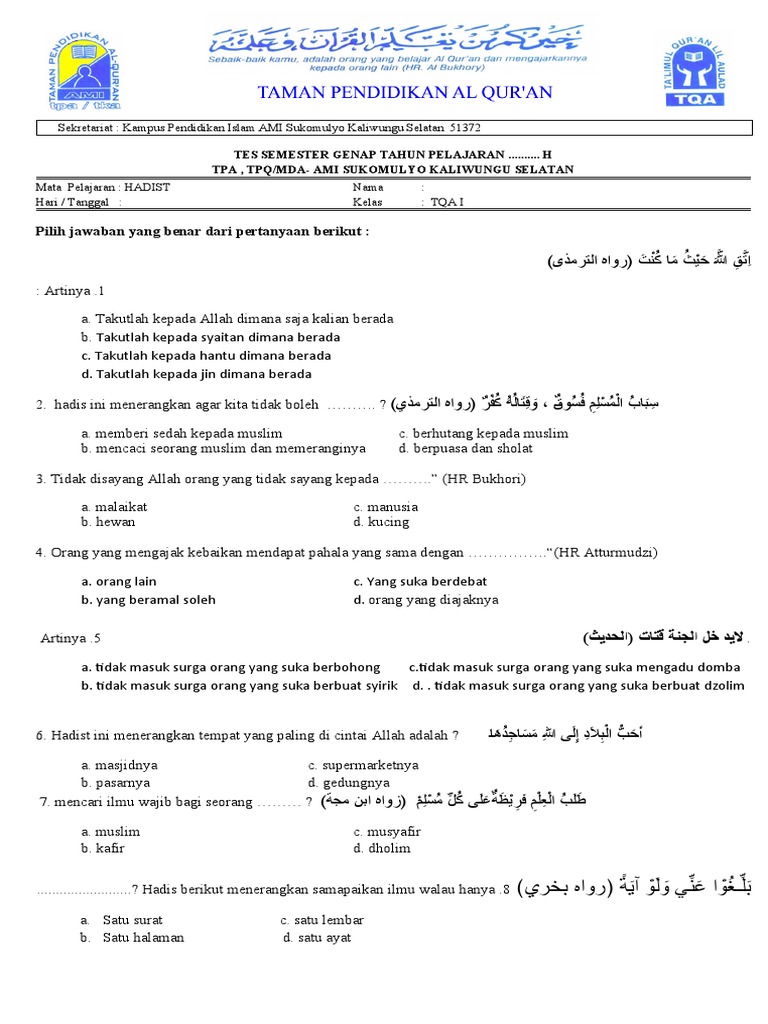 Soal Semester Ii Tqa I | PDF