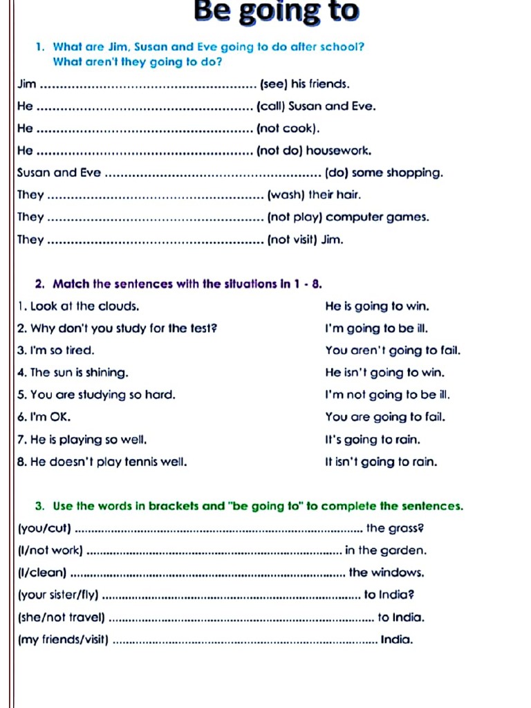 Worksheet Future Tense (To Be Going To) | PDF
