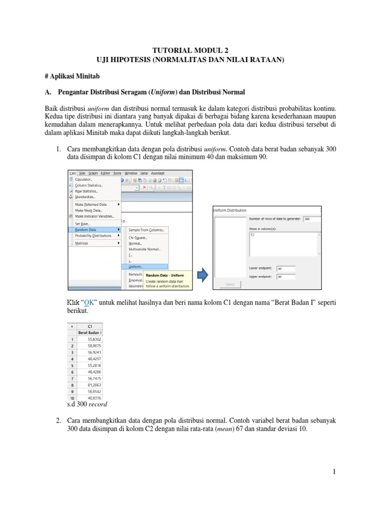 Tutorial Modul 2 Statistik - Minitab | PDF
