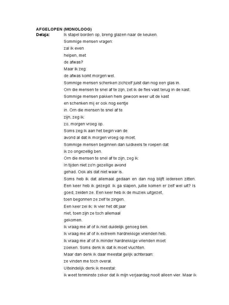 AFGELOPEN Monoloog (Delaja) | PDF
