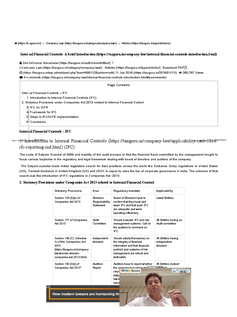 Internal Financial Controls Guide | PDF | Internal Control | Audit