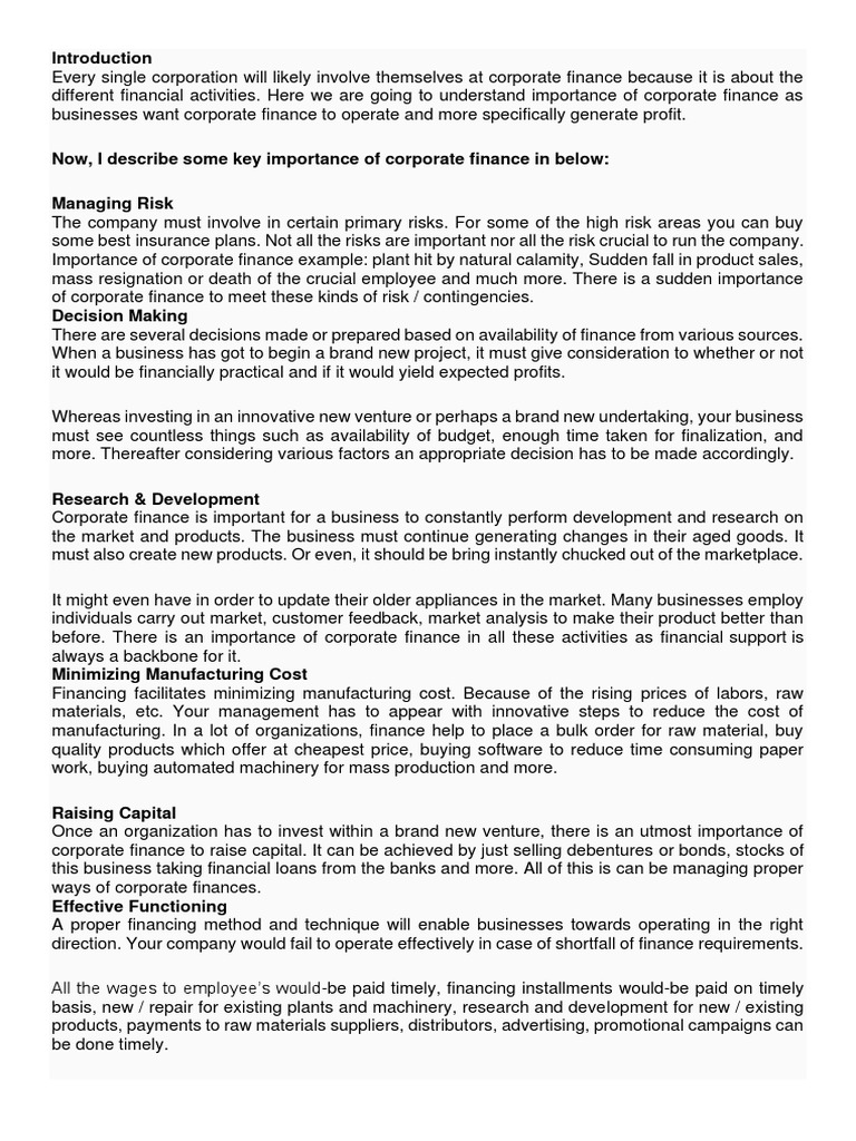 Assignment -1 (Corporate Finance) | PDF