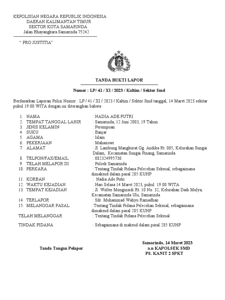 Tanda Bukti Lapor PDF | PDF
