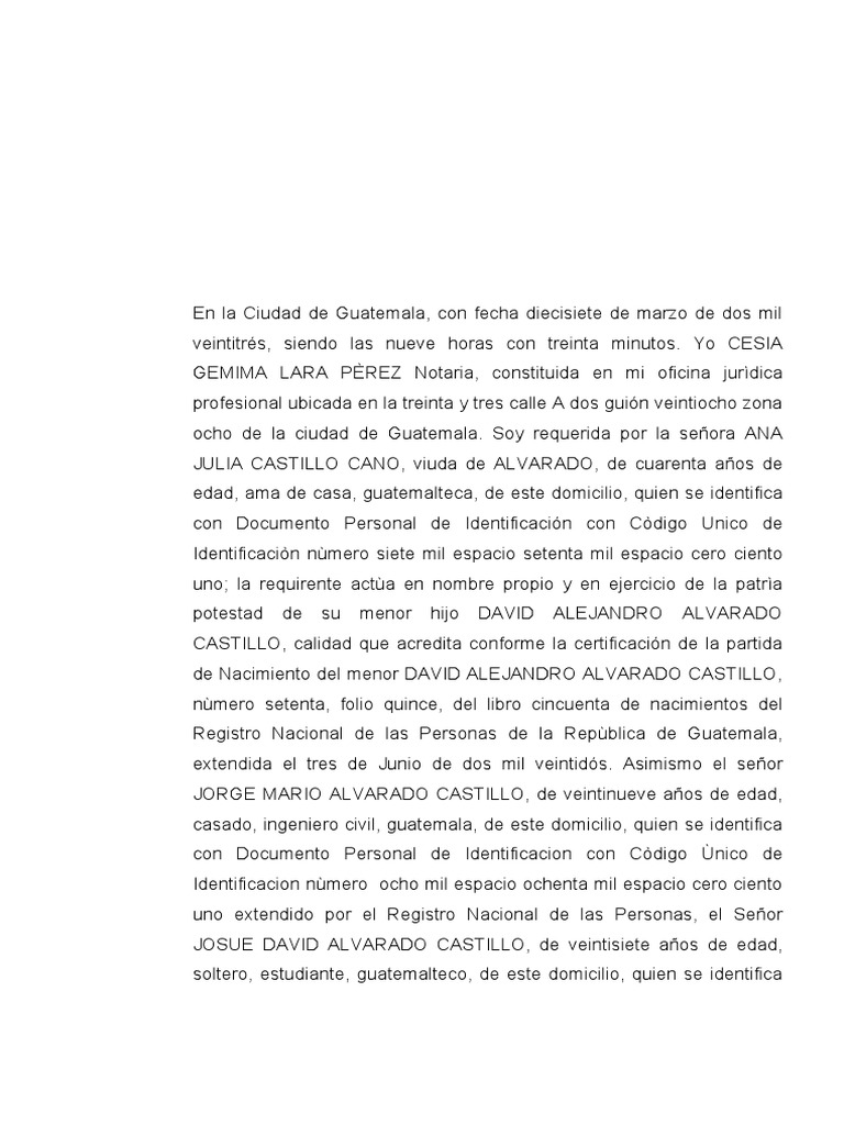 Acta Notarial De Requerimiento Proceso Sucesorio Pdf Guatemala