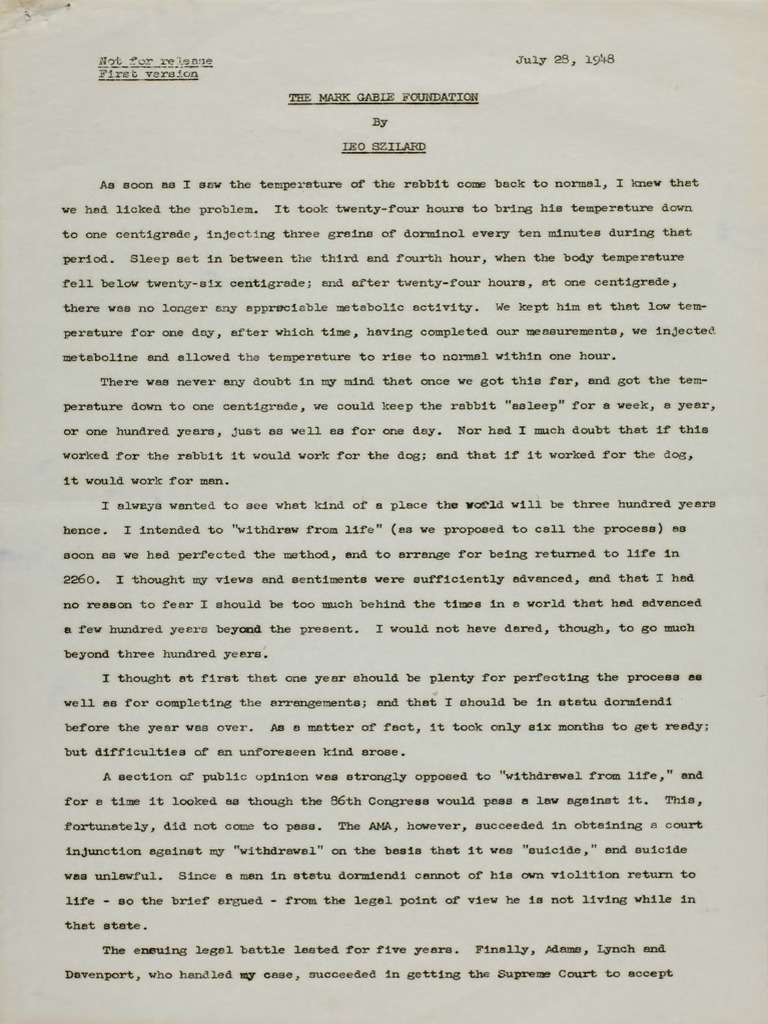 The Mark Gable Foundation - Leo Szillard 1948 | PDF | Supreme Court Of ...