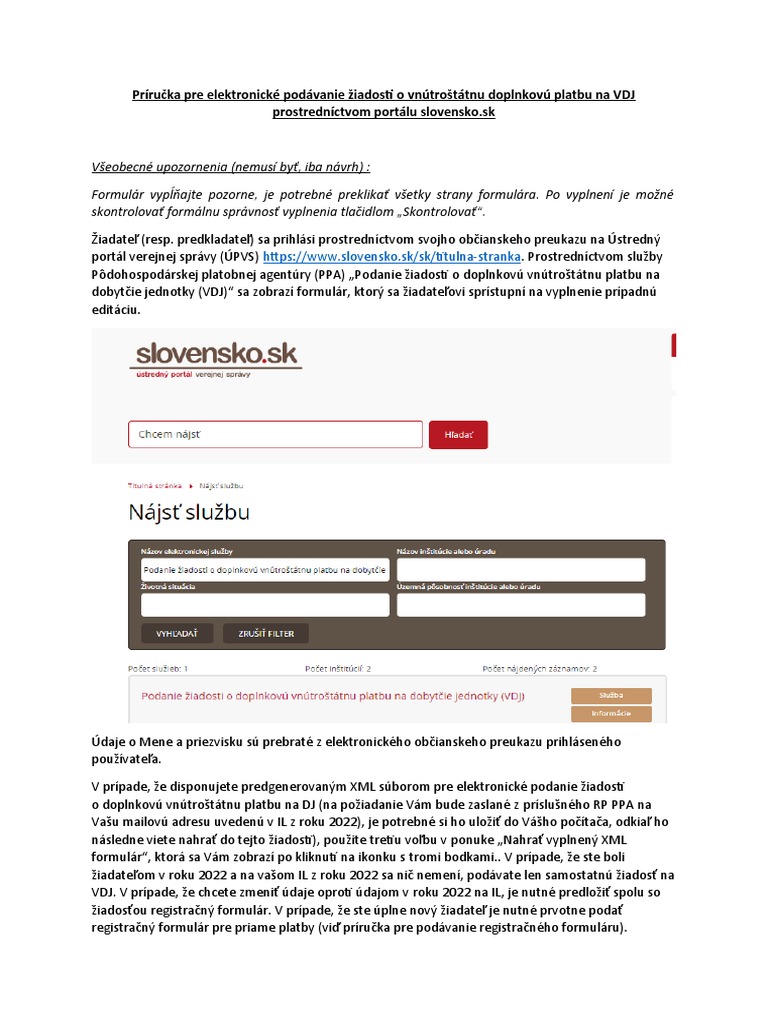Prirucka Pre Elektronicke Podavanie Ziadosti o VDJ Prostrednictvom ...