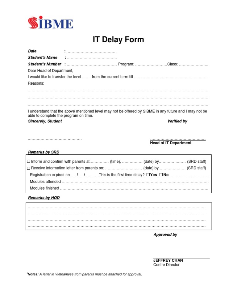 IT Delay Form | PDF