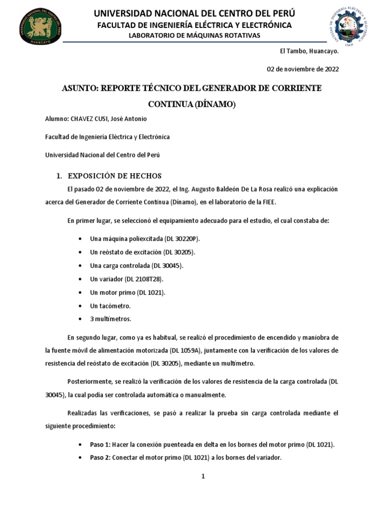 Informe #07 | PDF | Corriente eléctrica | Generador eléctrico