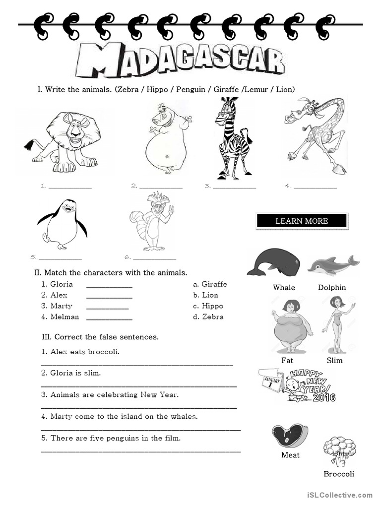 Madagascar Movie Worksheet | PDF