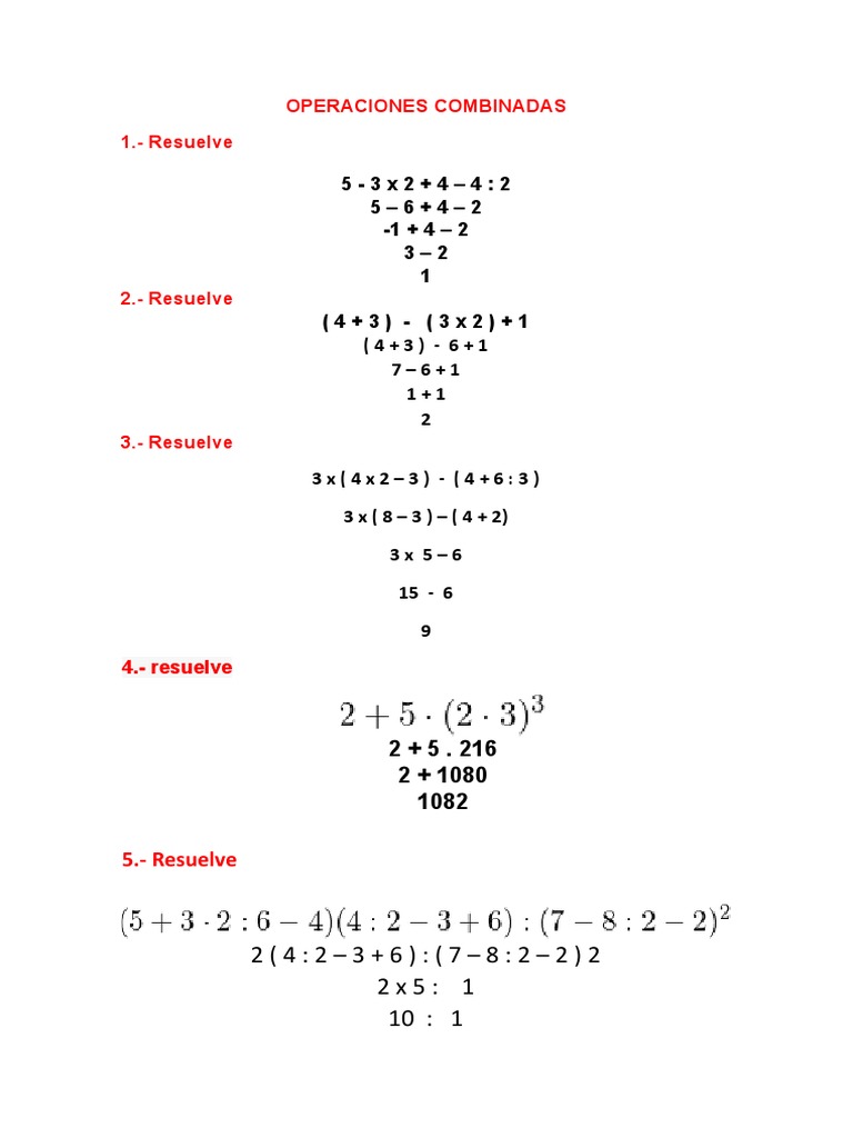 Operaciones Combinadas | PDF